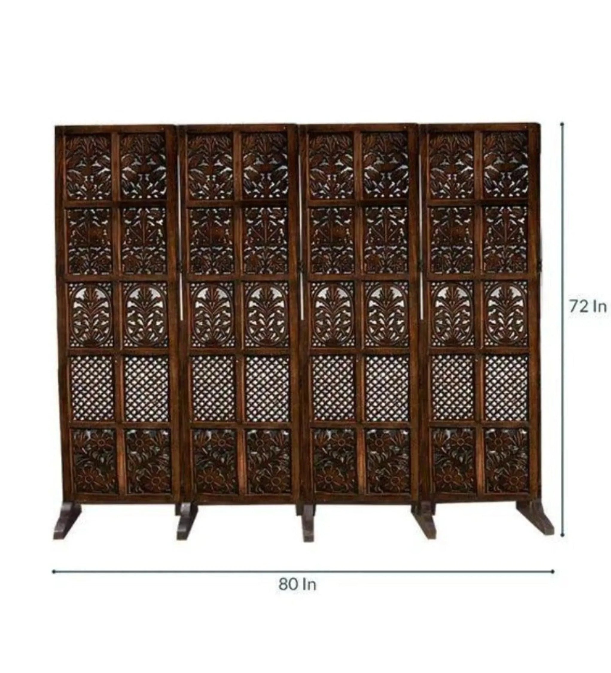 Buy Wooden Twist 4 Panel Royal Solid Wood Room Divider Wood Separator ...